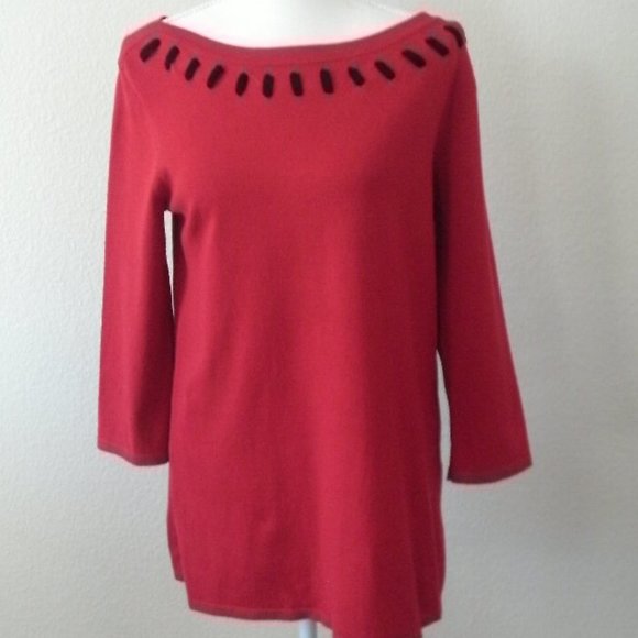 Cable & Gauge | Sweaters | Cable Gauge Size L Ruby Red Sweater With ...